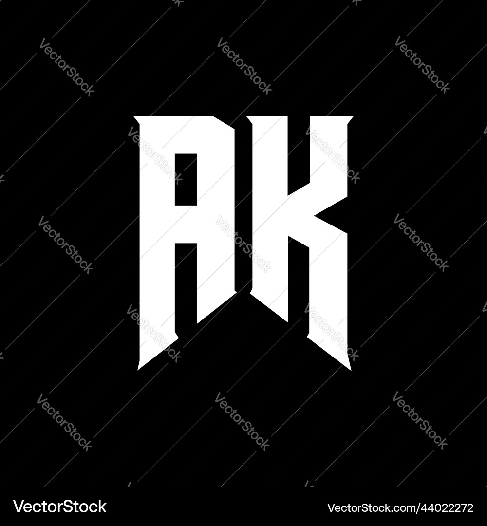 Ak letter logo design initial letters gamings Vector Image
