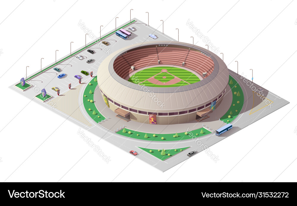 Baseball sport stadium 3d isometric building Vector Image