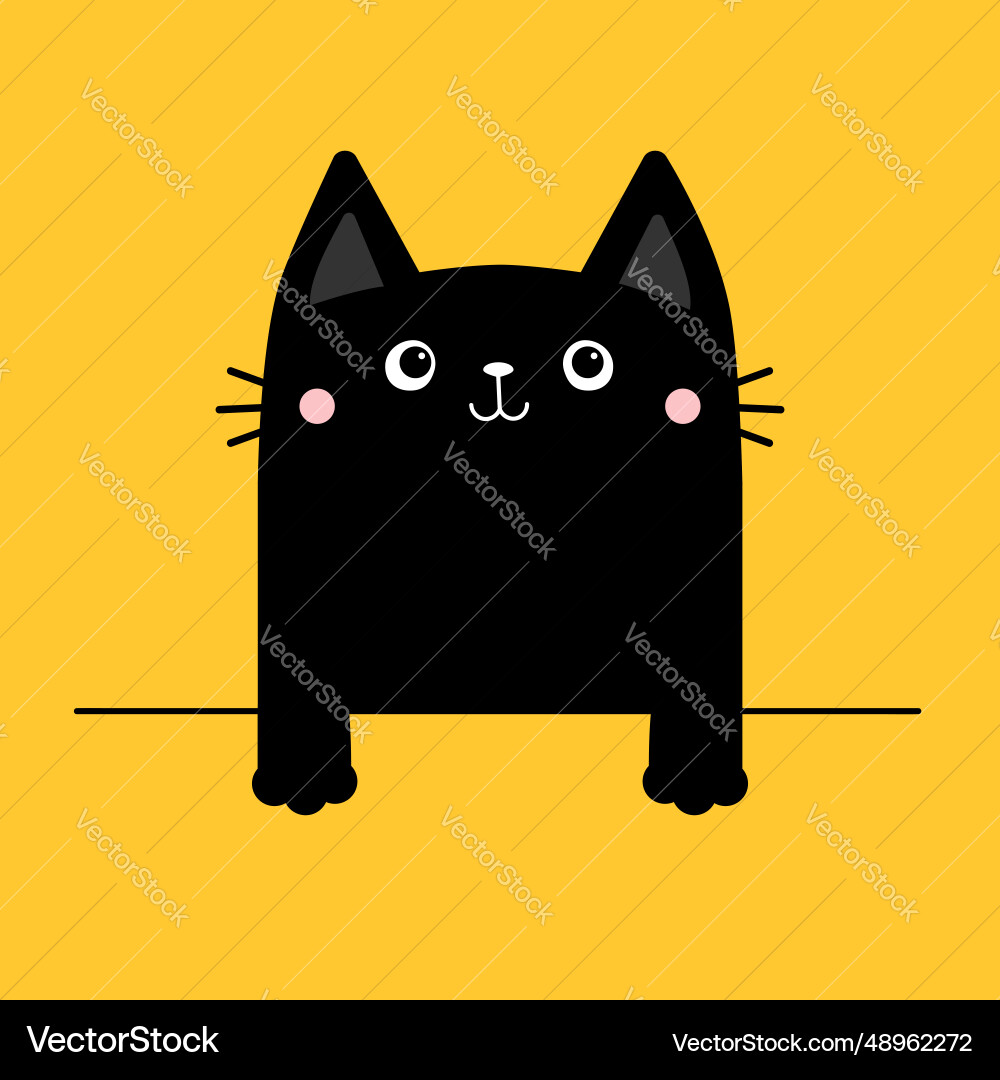 Black square cat kittens with hands paw print Vector Image