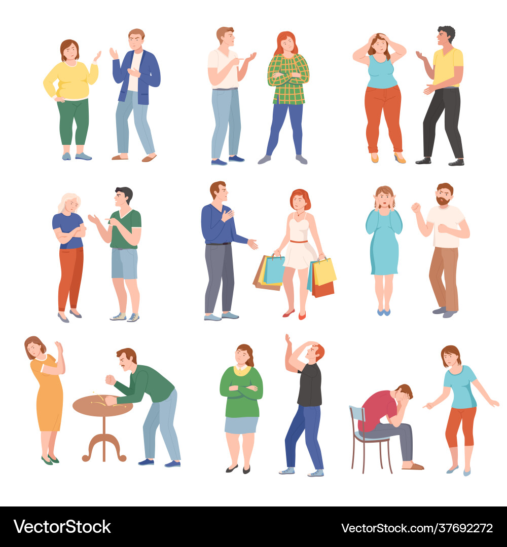 Conflicting parents arguing with each other Vector Image