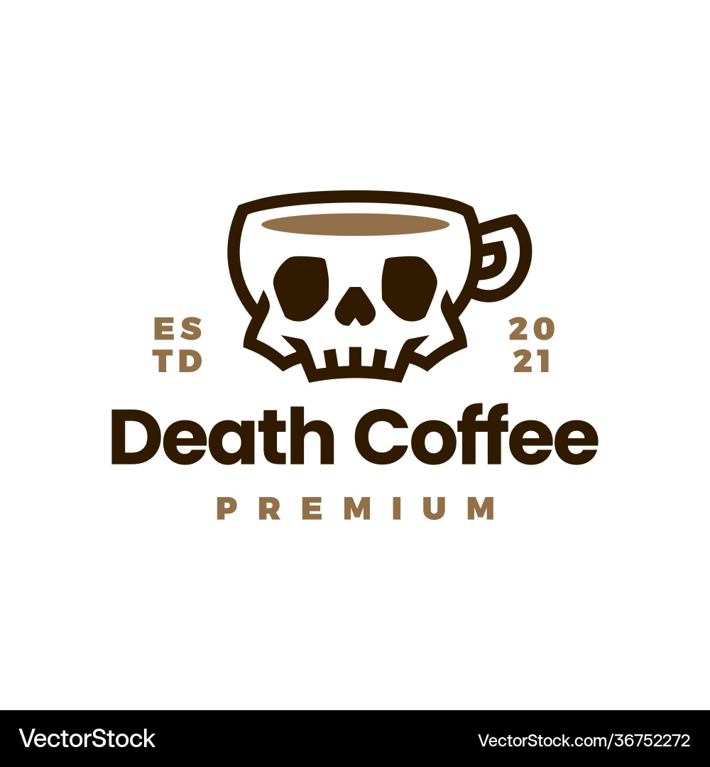 Death coffee skull cup drink logo icon Royalty Free Vector
