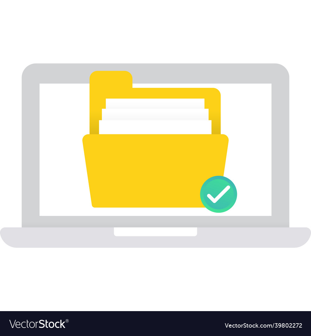 Document file folder icon on computer Royalty Free Vector