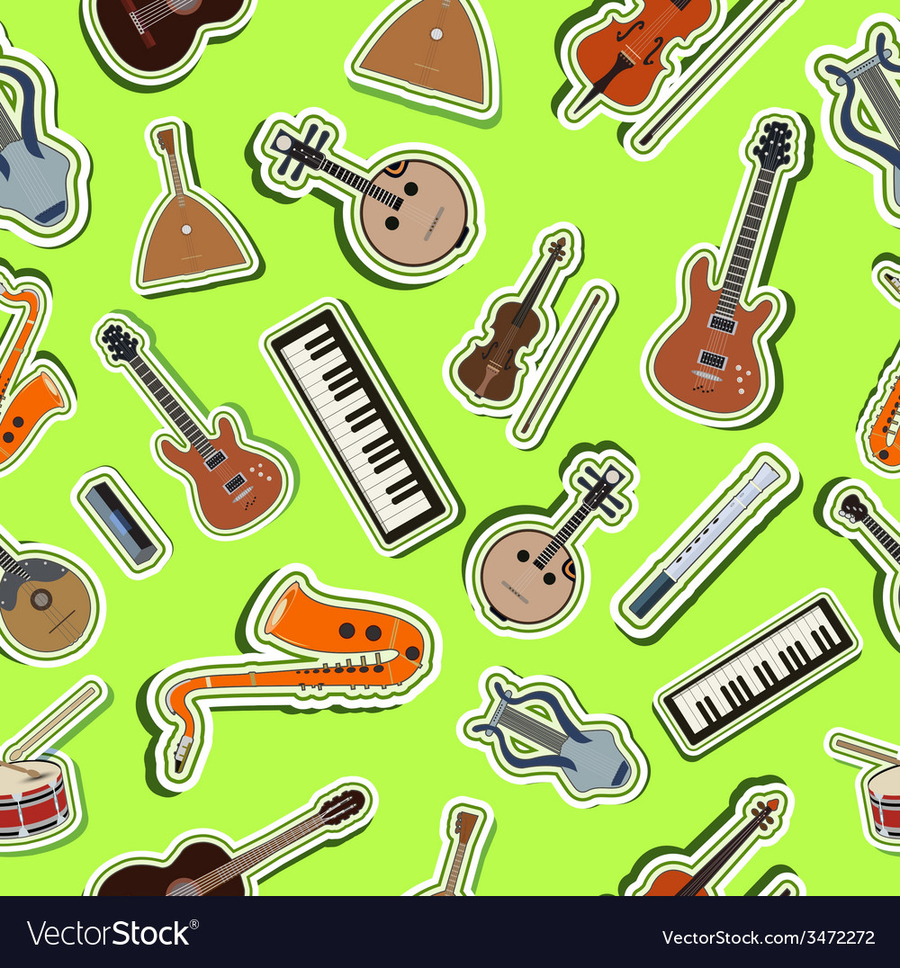 Flat music instruments background concept Vector Image
