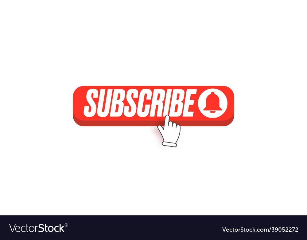 Flat subscribe button with ring bell isolated Vector Image