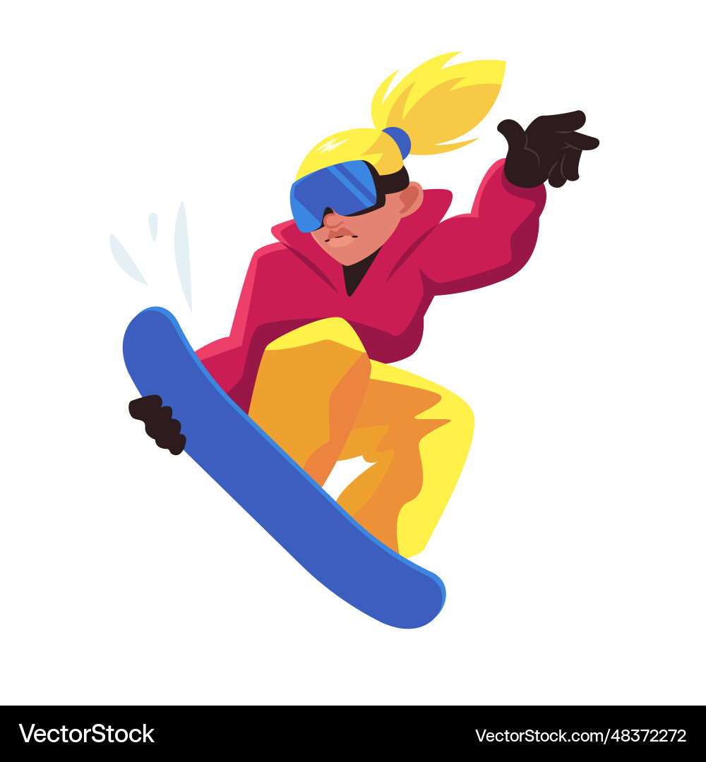 Hand drawn snowboard cartoon isolated on white Vector Image