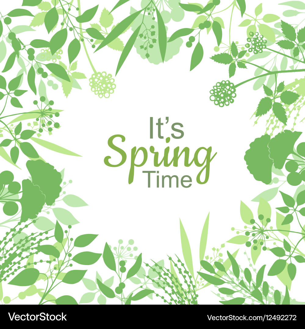 Happy spring green card design with text in round Vector Image