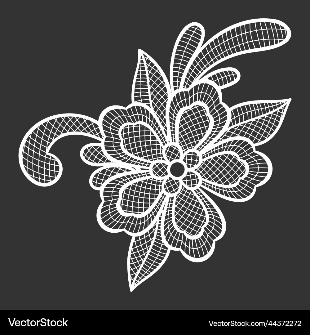 Lace decorative element with flowers and leaves Vector Image