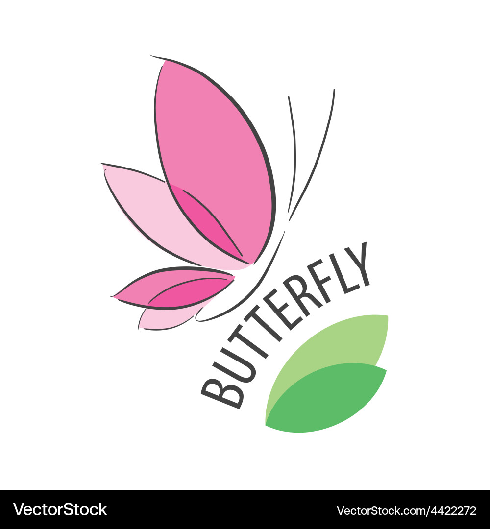 Logo pink butterfly and petals Royalty Free Vector Image
