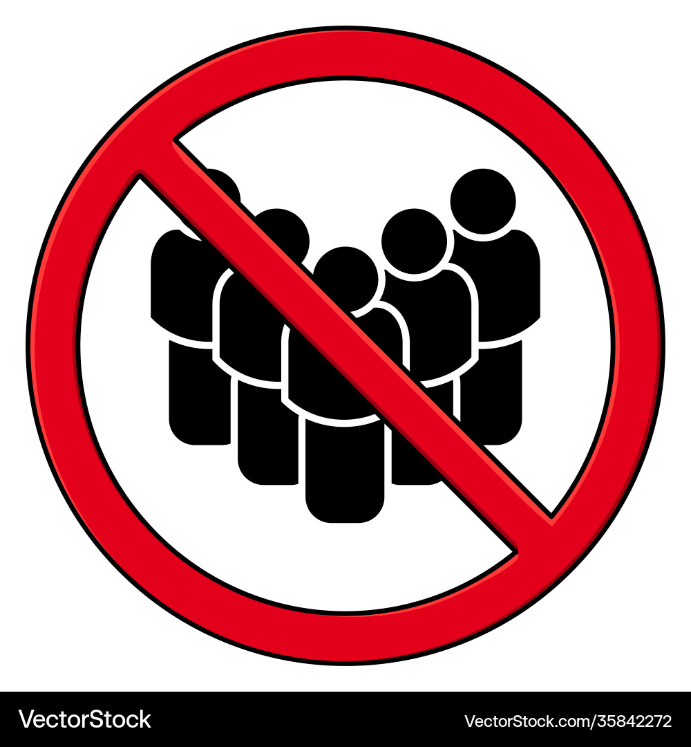 No crowd icon group people drawing in red Vector Image