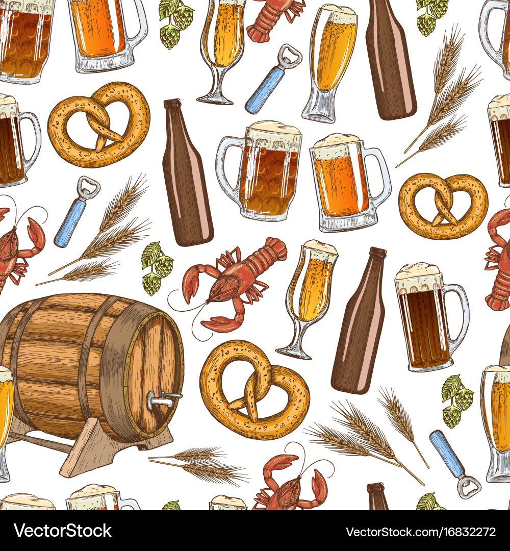 Seamless pattern of beer icons Royalty Free Vector Image