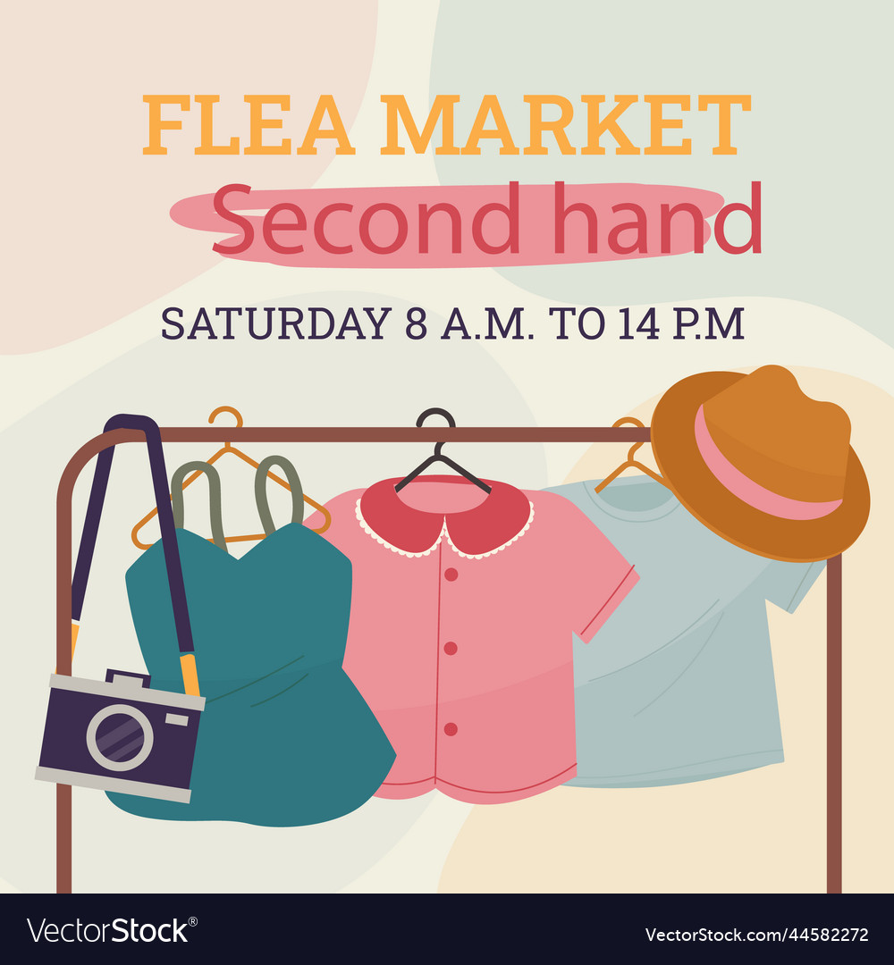 Second hand flea market posts Royalty Free Vector Image