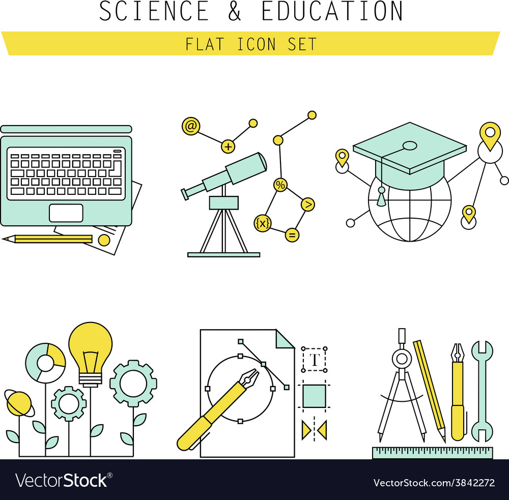 Set of flat line icons for web development Vector Image