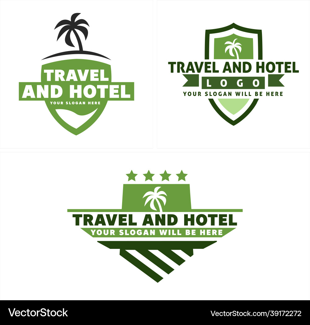 Shield badge logo with tree palm and star icon Vector Image
