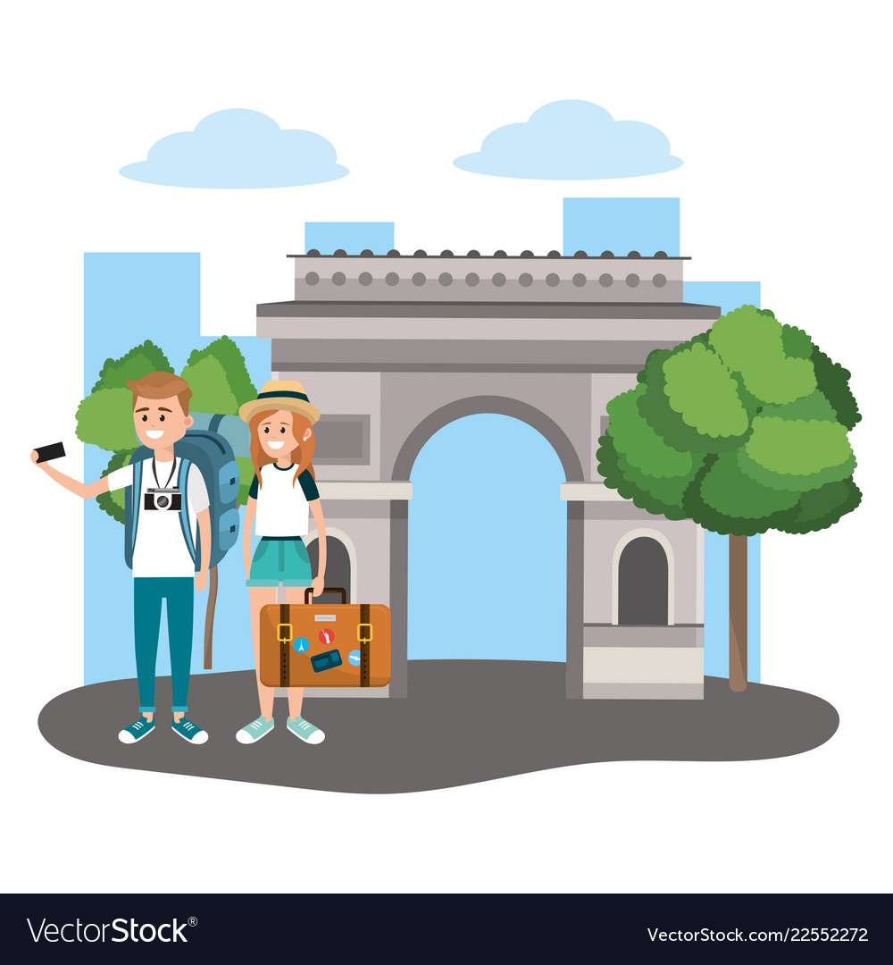 Tourist couple cartoons Royalty Free Vector Image