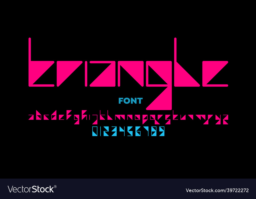 Triangle shape font design Royalty Free Vector Image