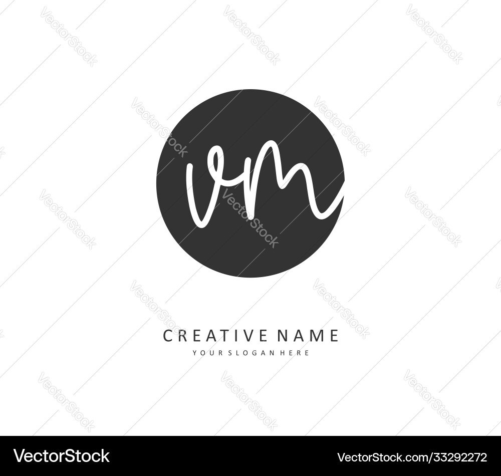 V m vm initial letter handwriting and signature Vector Image