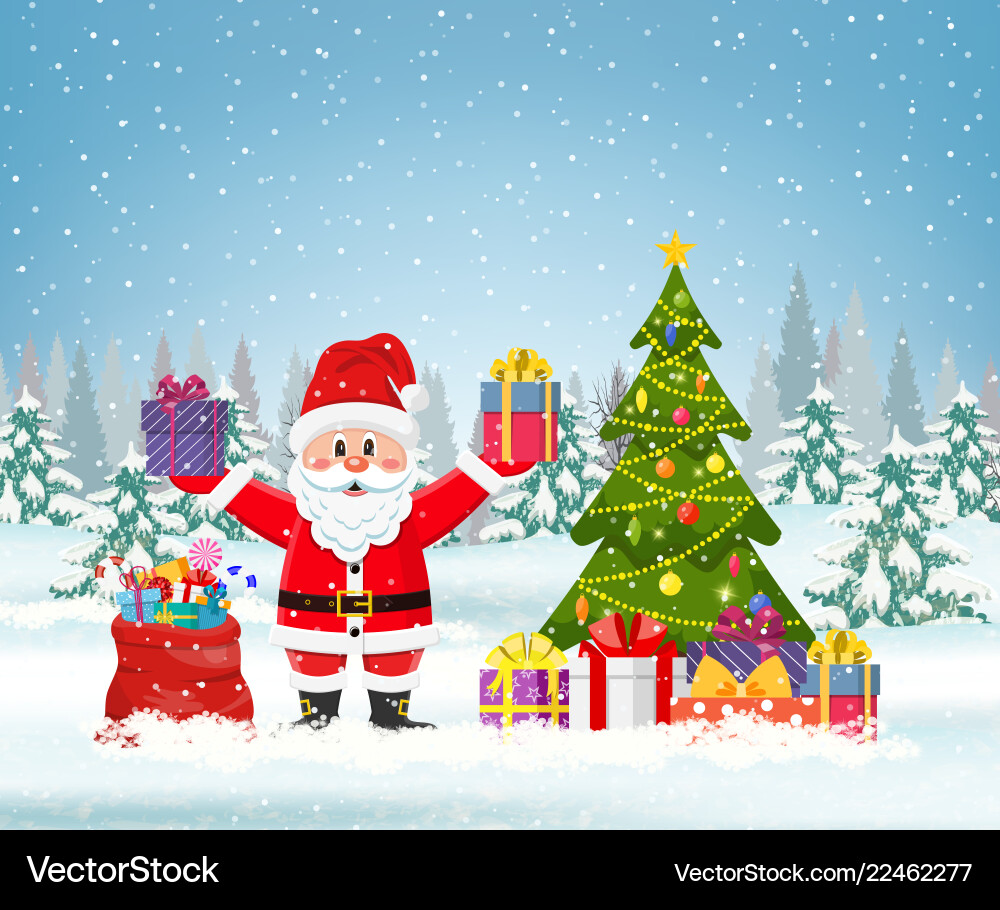 Christmas winter landscape Royalty Free Vector Image