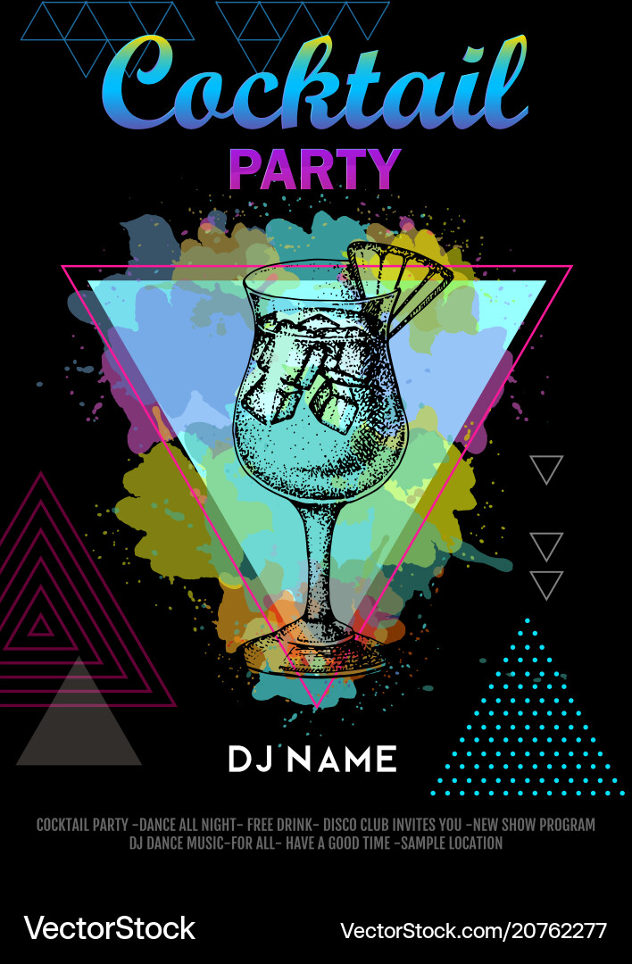 Cocktail blue hawaii on artistic polygon Vector Image