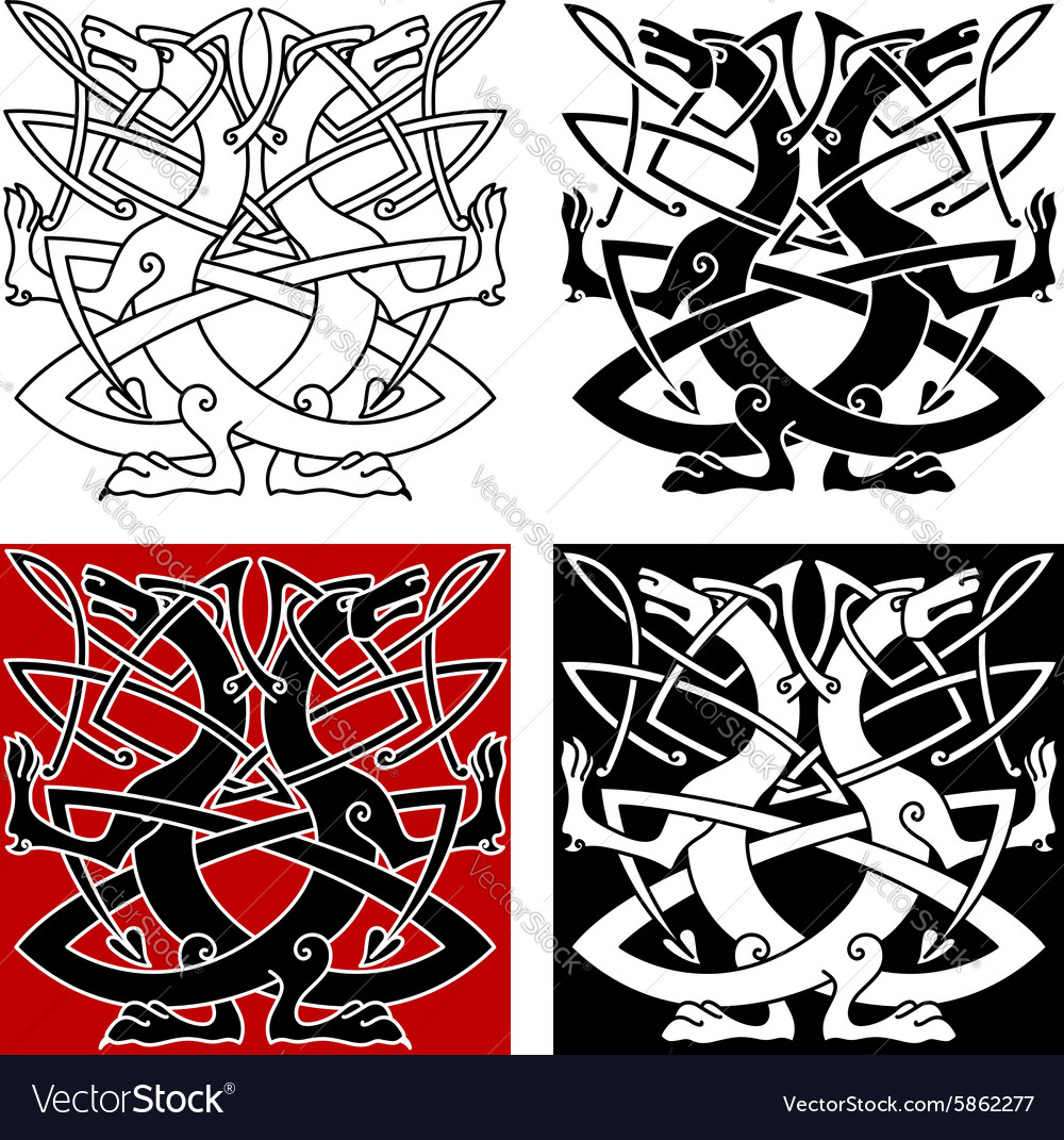 Dog or wolf celtic pattern Royalty Free Vector Image