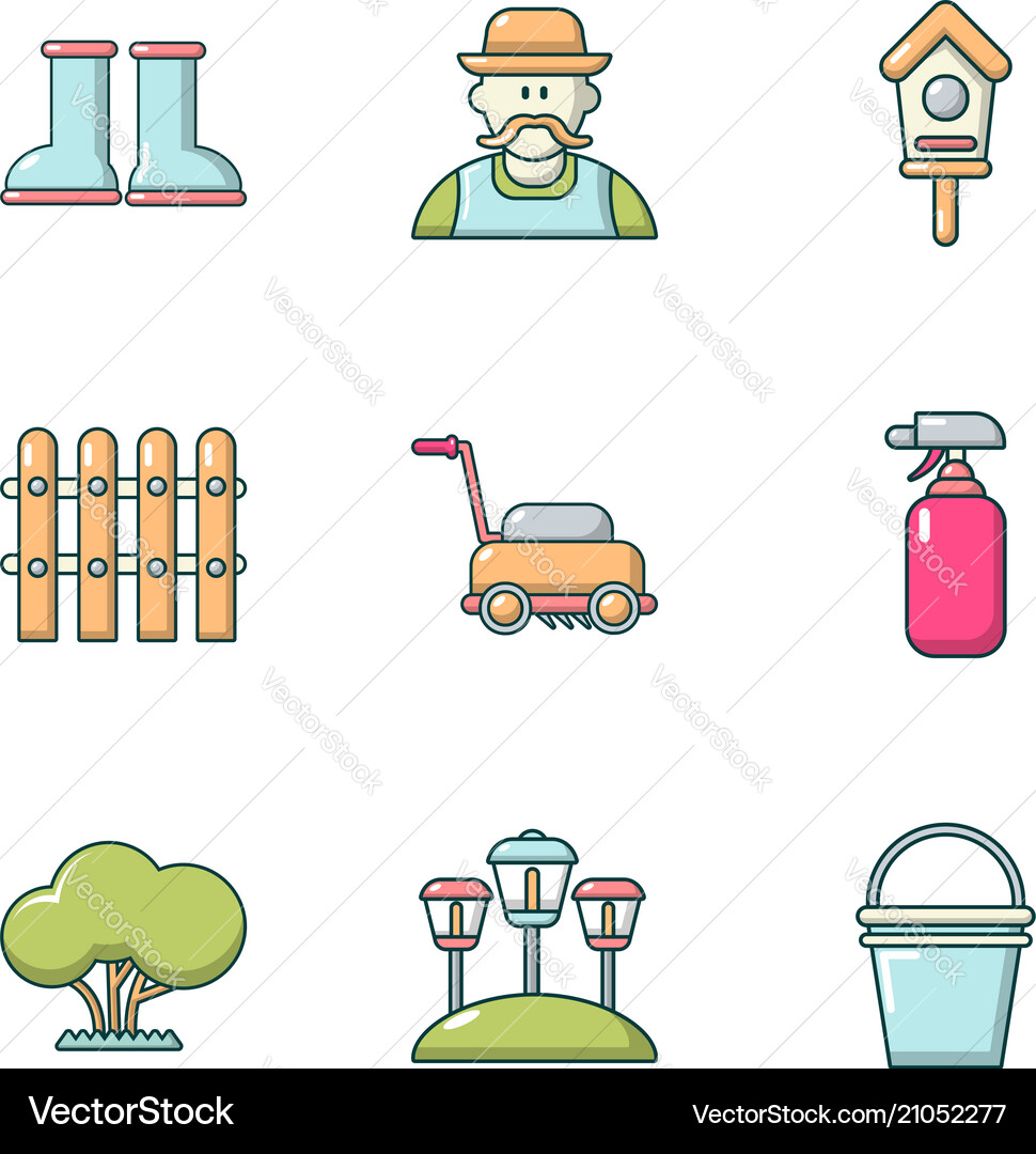 Ennoble icons set cartoon style Royalty Free Vector Image