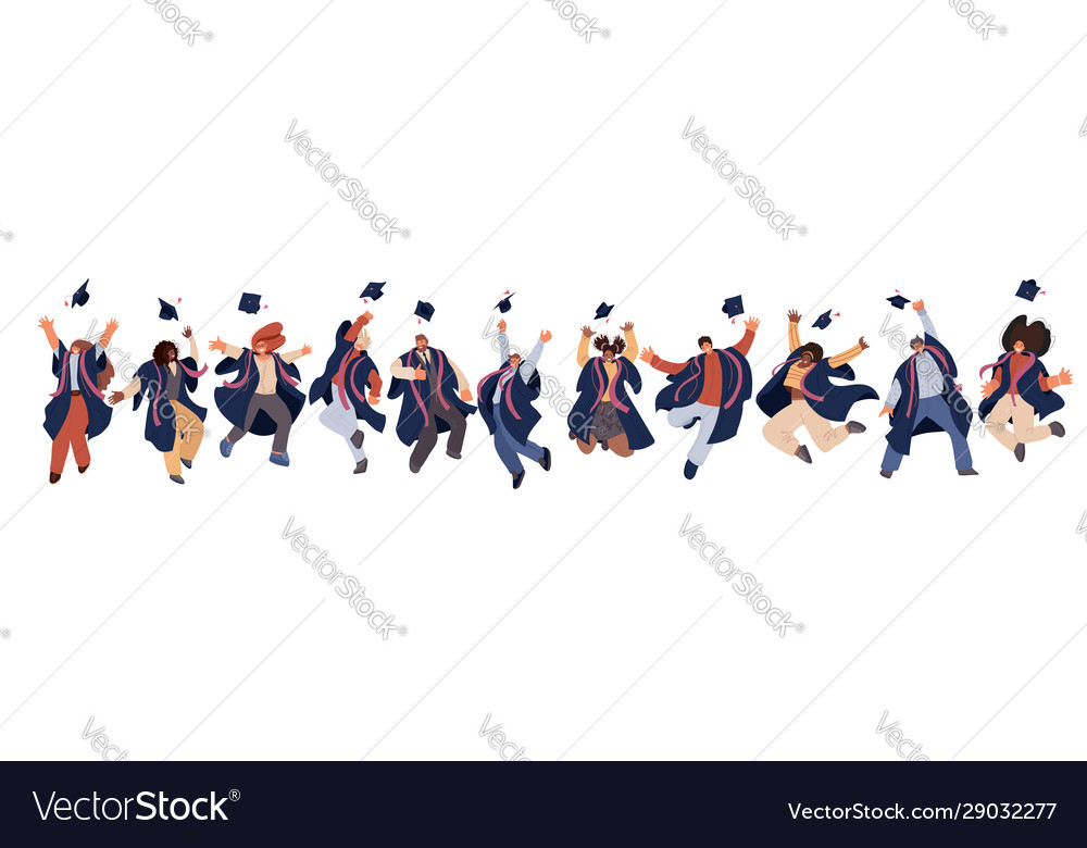 Flat set happy graduated man and woman Royalty Free Vector Flat set happy graduated man and woman Royalty Free Vector