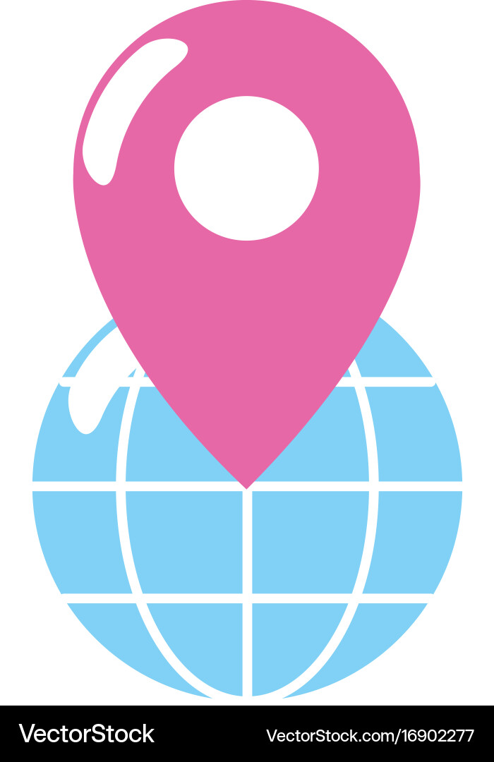 Global earth planet with location symbol Vector Image