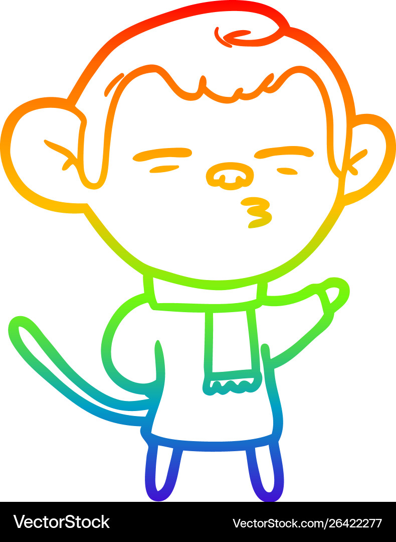 Rainbow gradient line drawing cartoon suspicious Vector Image