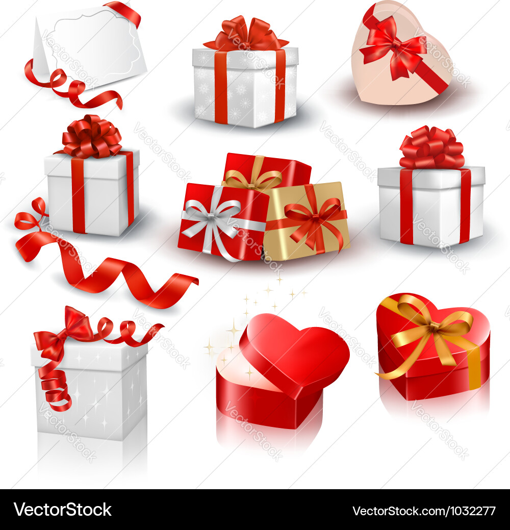 Set colorful gift boxes with bows and ribbons Vector Image