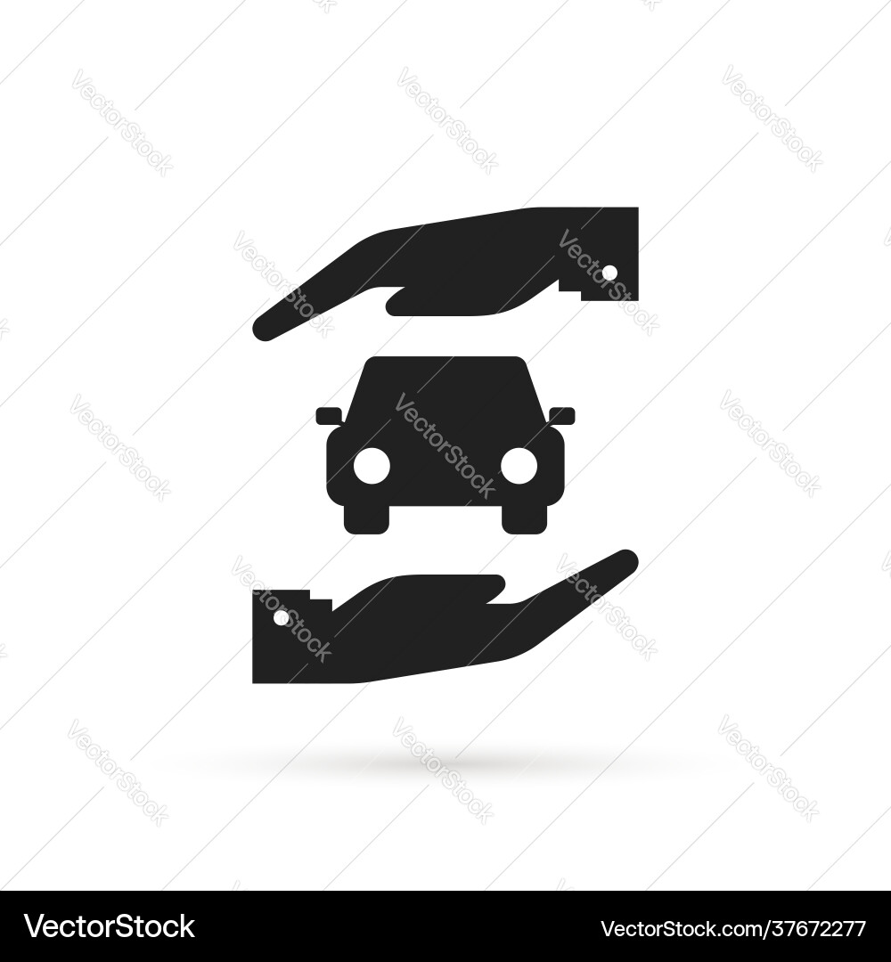 Simple car insurance icon with arm Royalty Free Vector Image