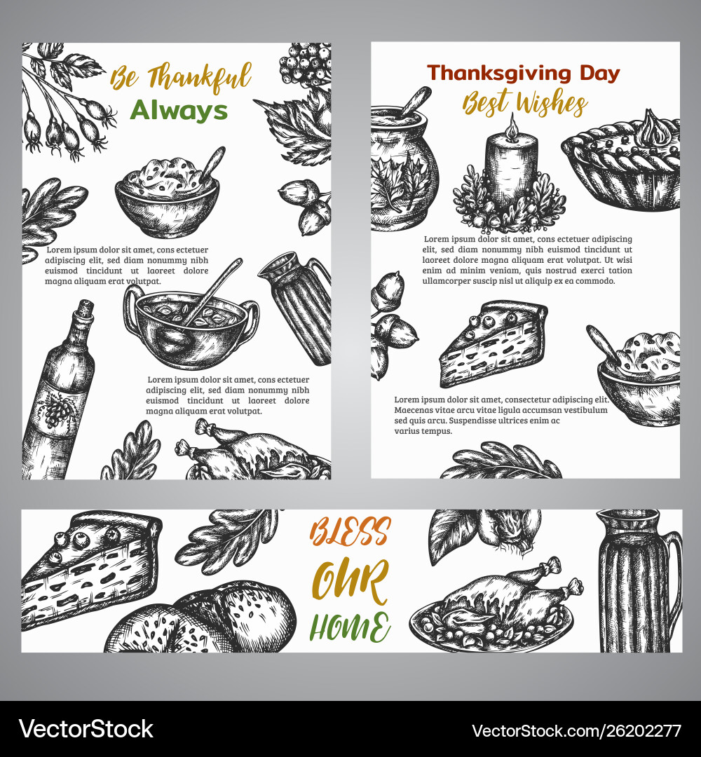 Thanksgiving day brochure collection hand drawn Vector Image