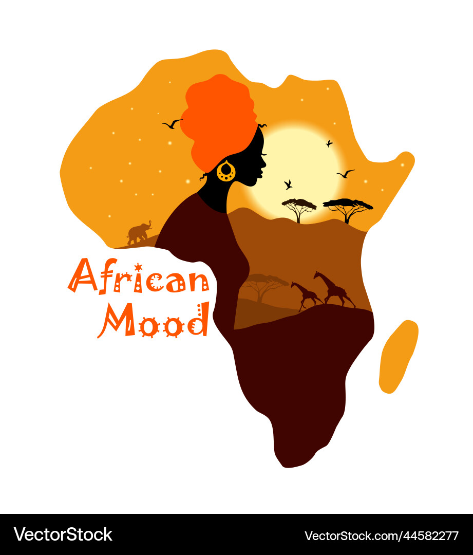 Tropical landscape in african map with beautiful Vector Image
