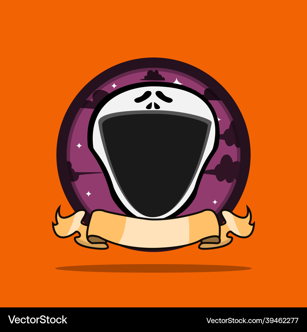 Vintage monster head circle label with scream Vector Image