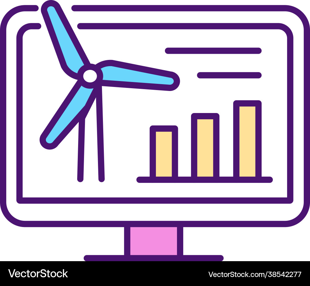 Wind turbines rgb color icon Royalty Free Vector Image