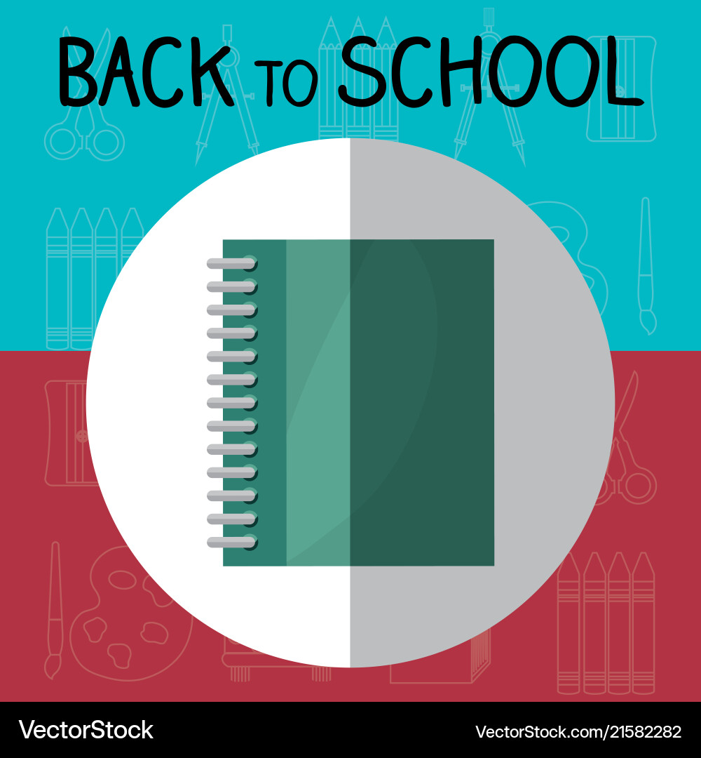 Back to school label with notebook Royalty Free Vector Image