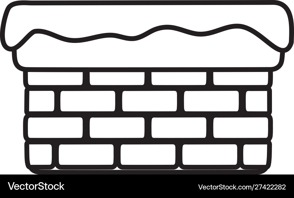 Chimney with snow in border on white background Vector Image