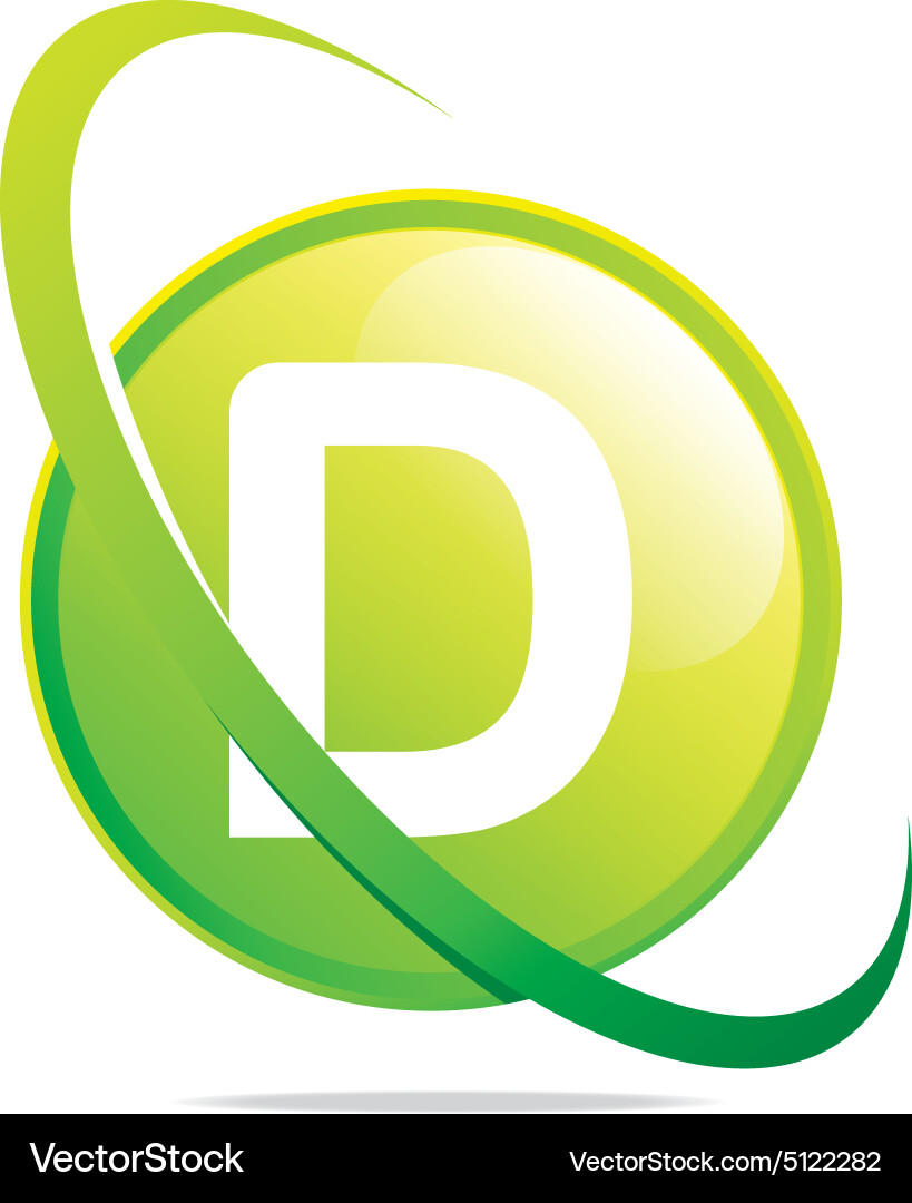 Circle globe round letter d green abstract Vector Image
