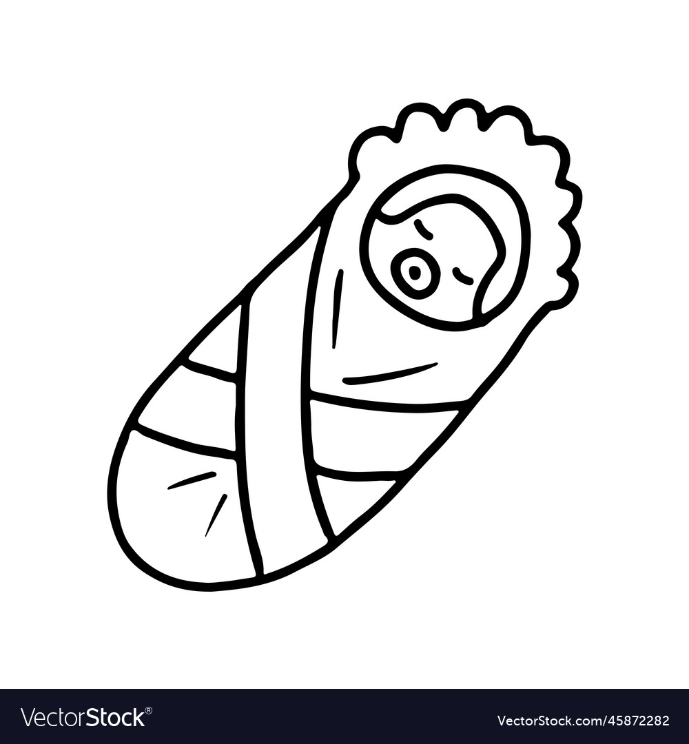 Cute newborn baby coloring page for kids Vector Image