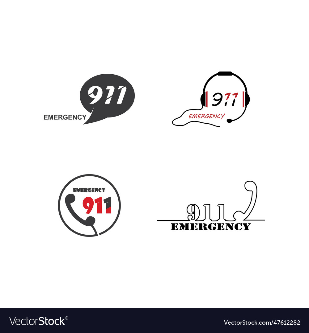 Emergency call icon template with 911 Royalty Free Vector