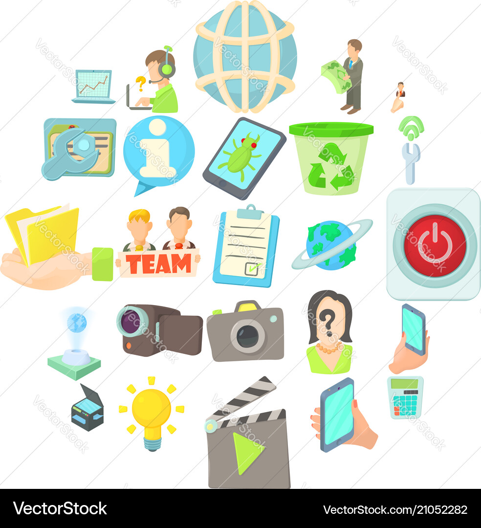 Geek icons set cartoon style Royalty Free Vector Image