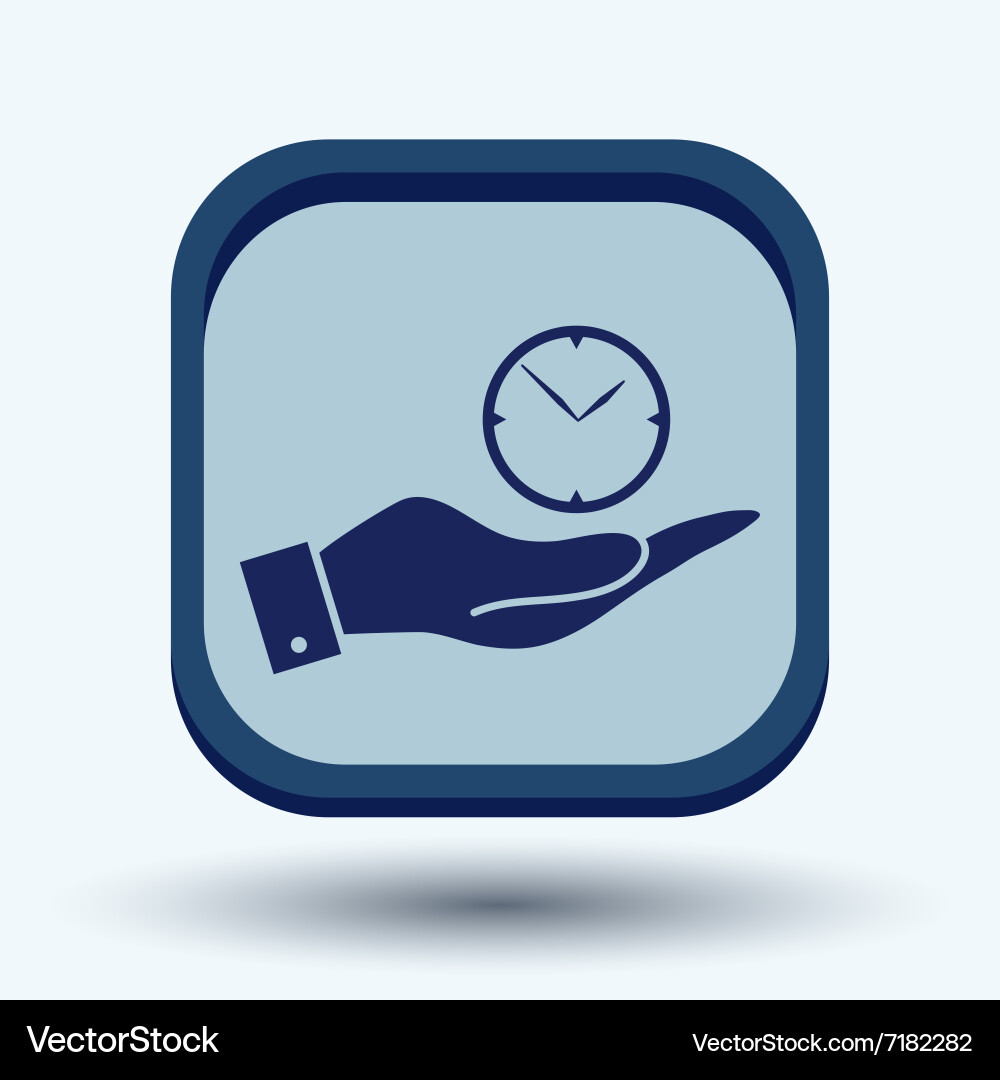 Hand holding a clock icon watch symbol time Vector Image