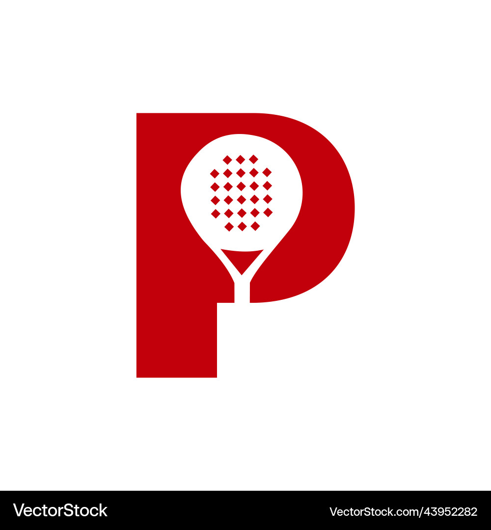 Letter p padel racket logo design template beach Vector Image