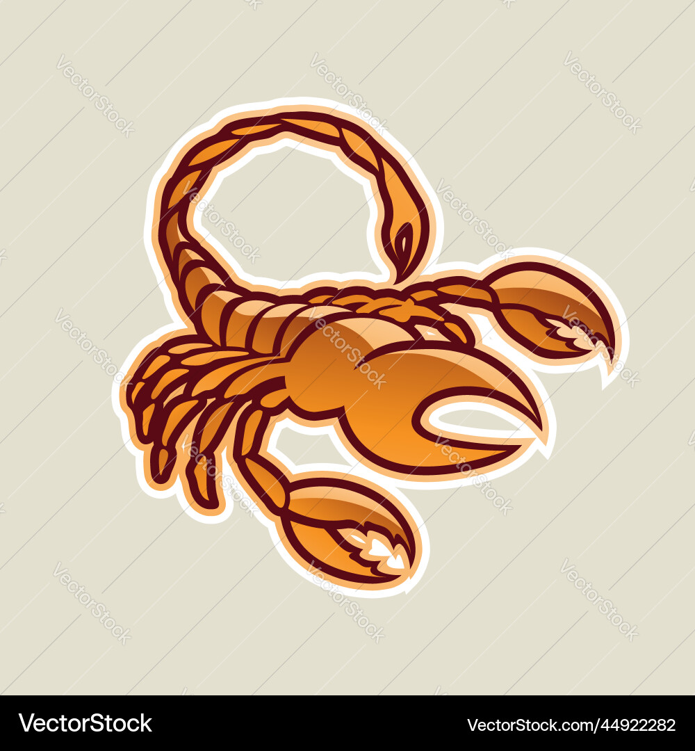 Orange glossy scorpion icon Royalty Free Vector Image