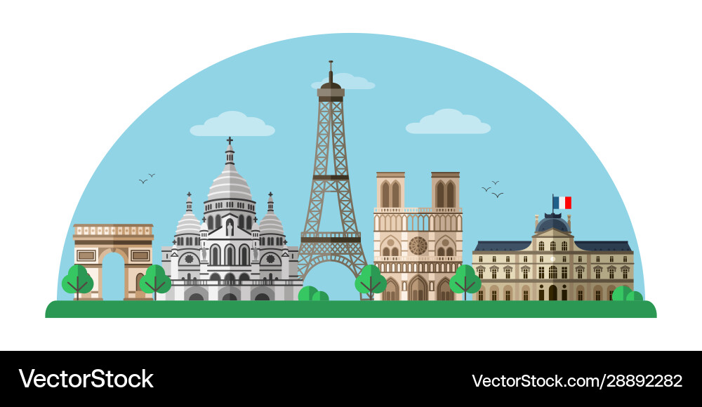 Paris city flat banner template Royalty Free Vector Image