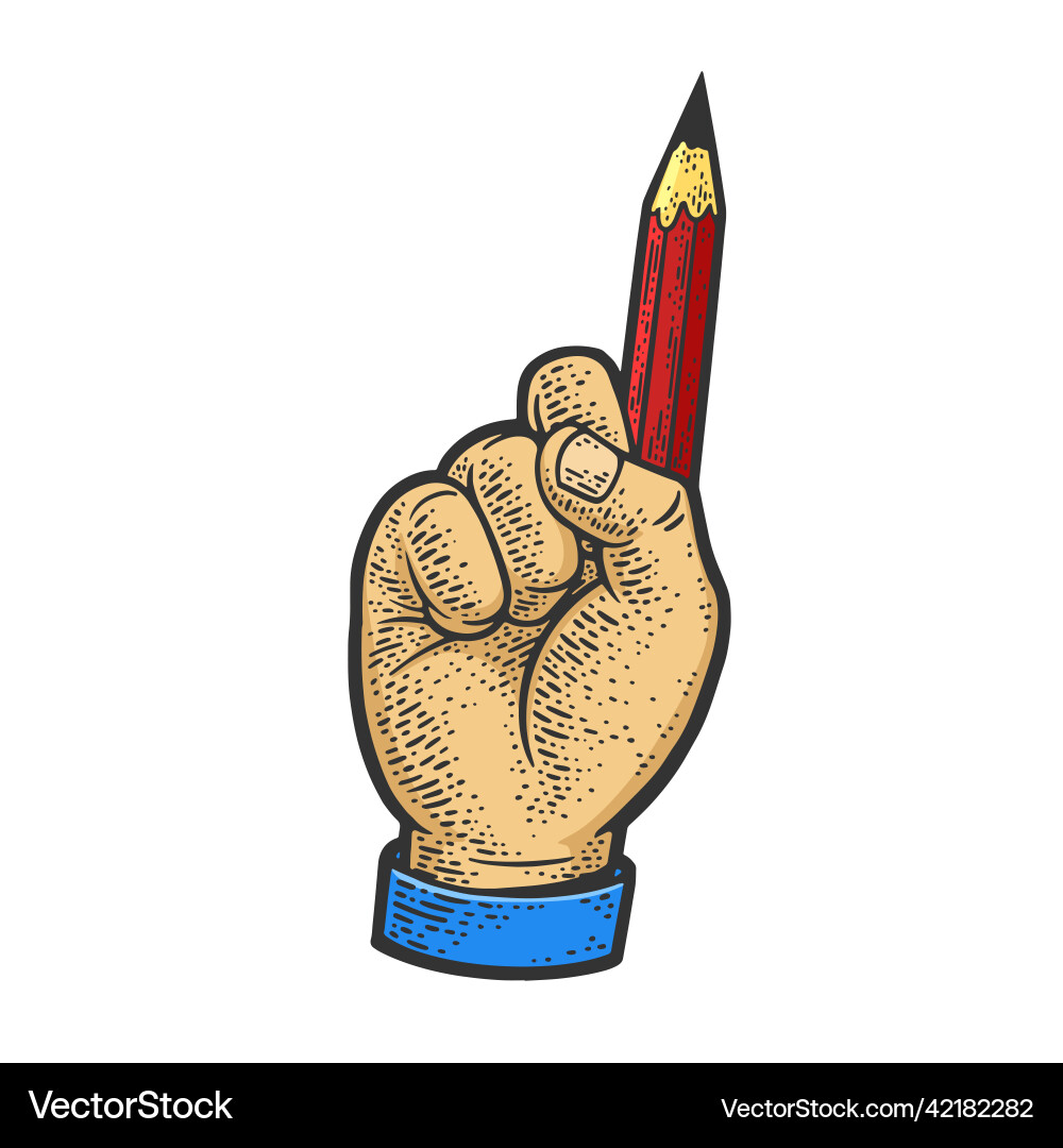 Pencil finger hand color sketch Royalty Free Vector Image