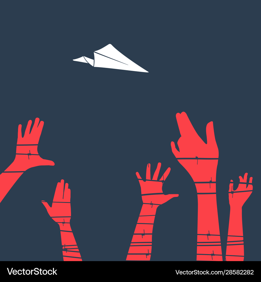 Prisoners in prison want on freedom Royalty Free Vector