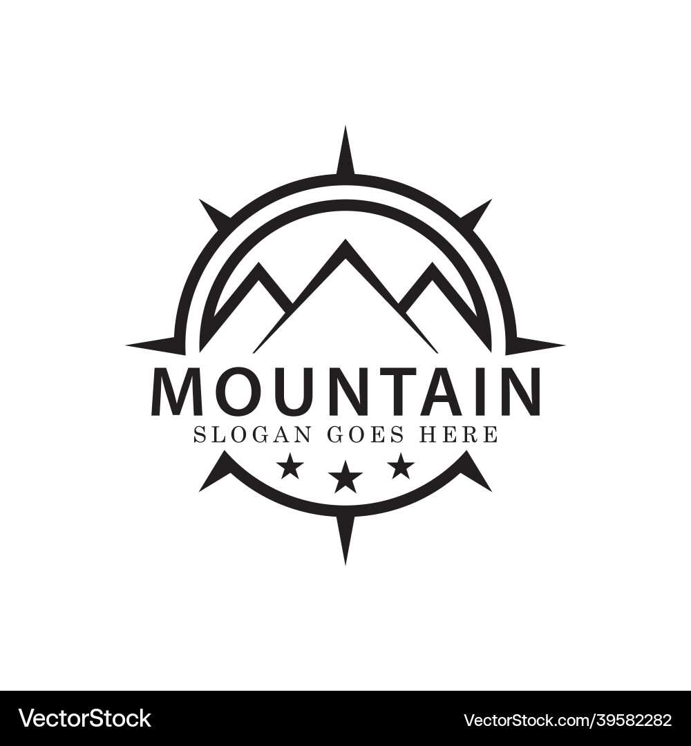 Simple compass and line mountain for travel Vector Image