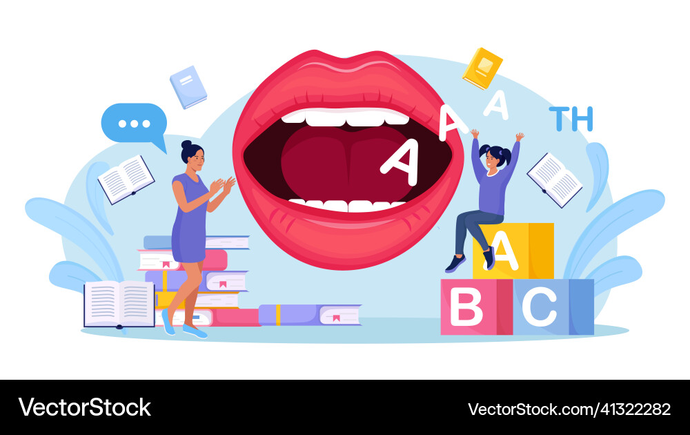 Speech therapy therapist working with kid woman Vector Image