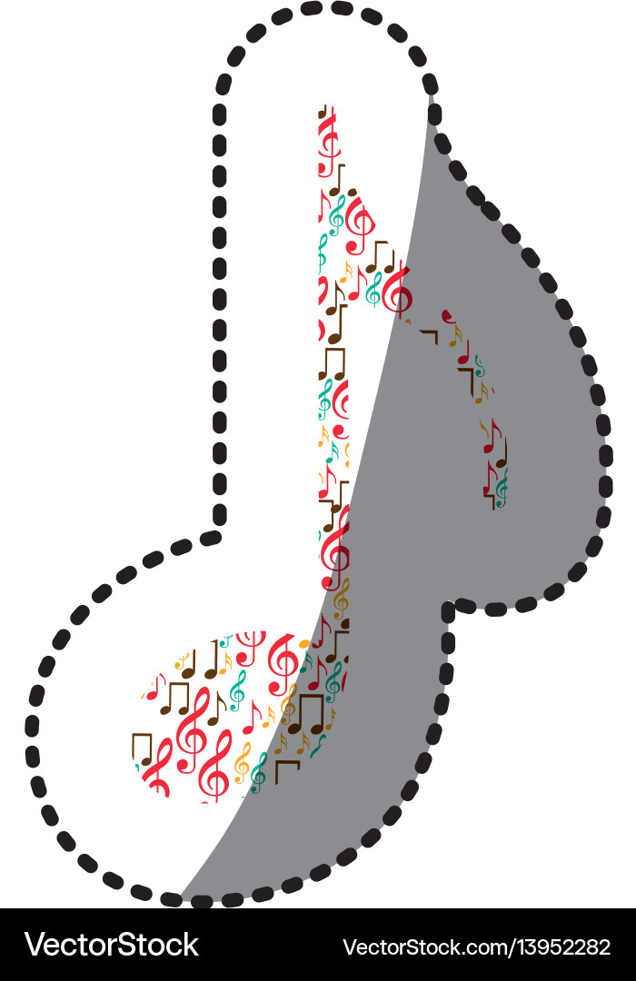 Sticker quaver note color silhouette formed Vector Image