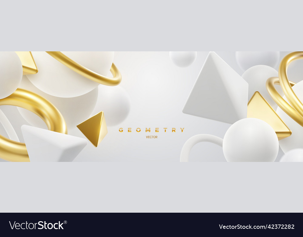 White golden geometric shapes abstract background Vector Image