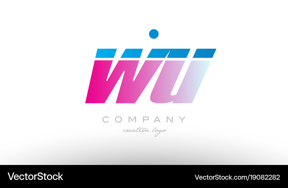 Wu w u alphabet letter combination pink blue bold Vector Image